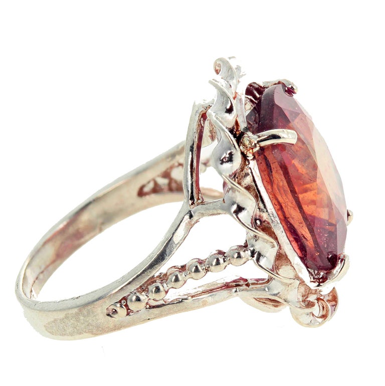 AJD Brilliant Magnificent Large 15.9 Carat Red Sapphire Silver Cocktail ...