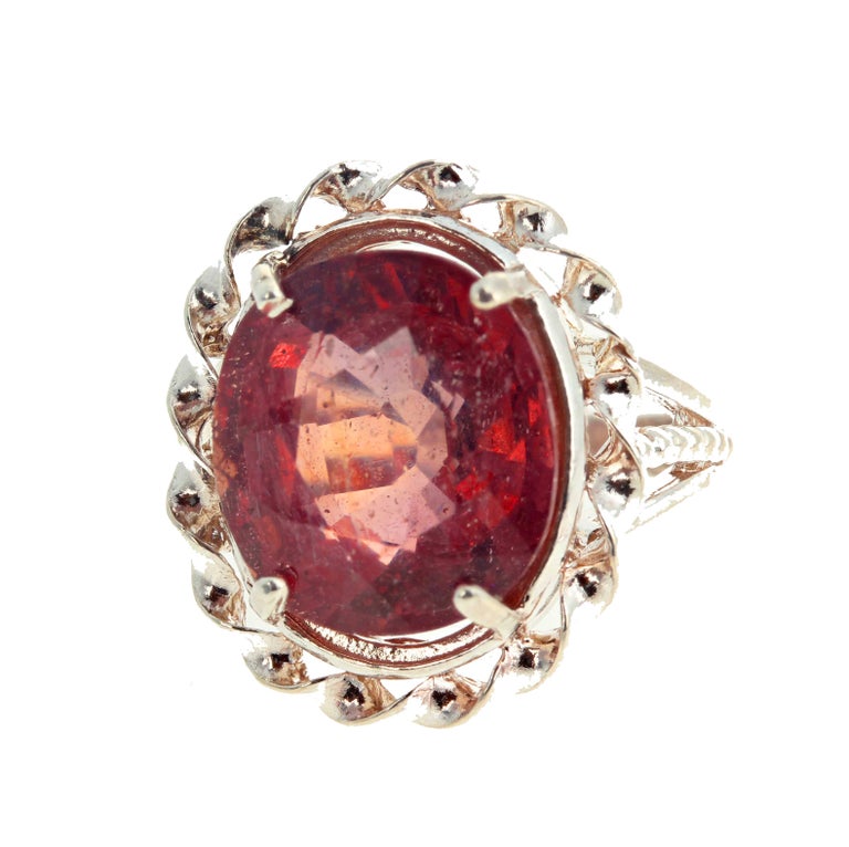 AJD Brilliant Magnificent Large 15.9 Carat Red Sapphire Silver Cocktail ...