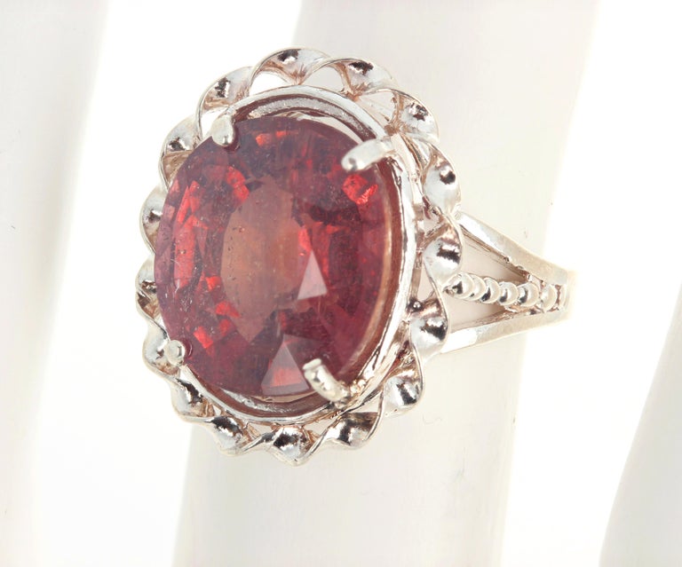 AJD Brilliant Magnificent Large 15.9 Carat Red Sapphire Silver Cocktail ...