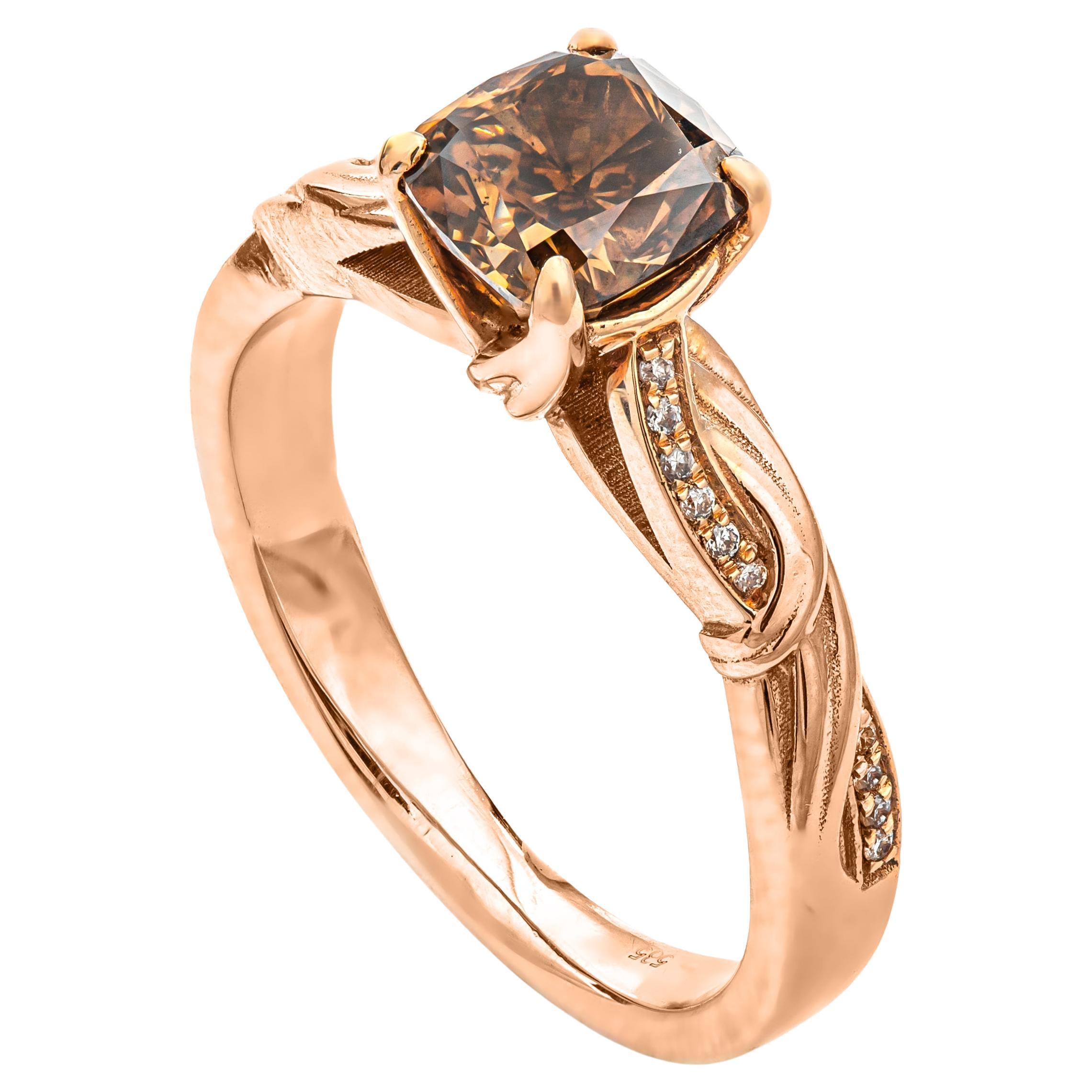 3.72 Ct Natural Fancy Deep Orangy Brown Diamond Ring For Sale at 1stDibs
