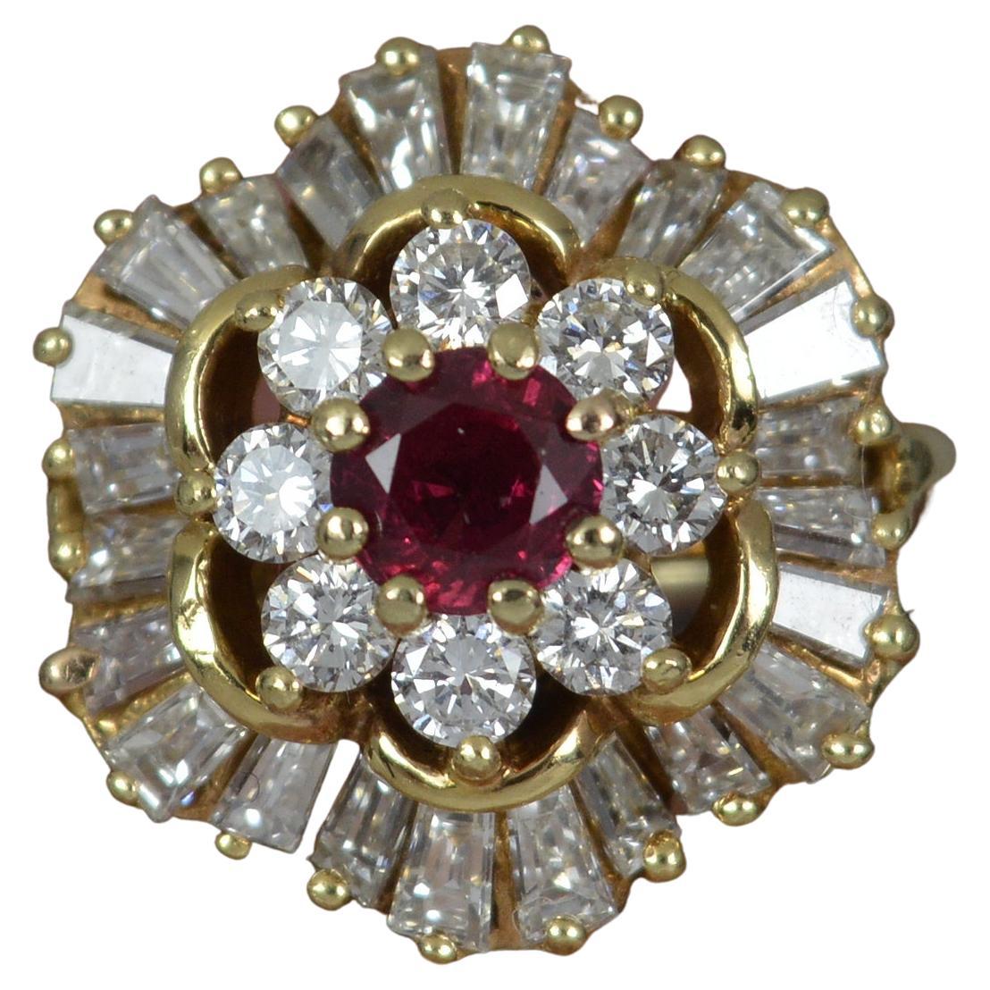 Victorian Design 14 Carat Gold Pearl and Ruby Cluster Ring at 1stDibs