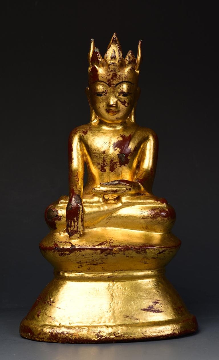 15th Century, Ava, Burmese Bronze Seated Crowned Buddha For Sale at 1stDibs
