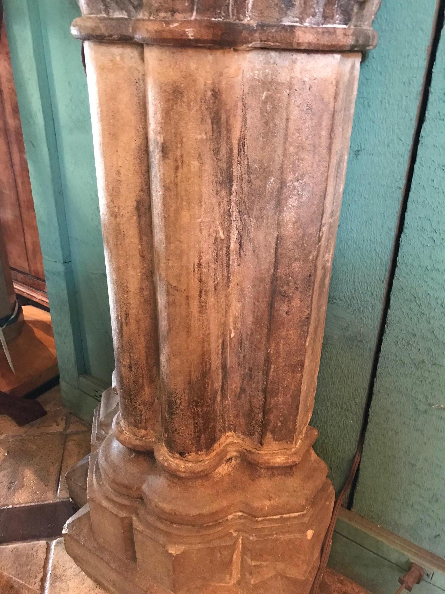 15th C. Gothic Limestone Benitier Fountain Basin Candle Holder Sink ...