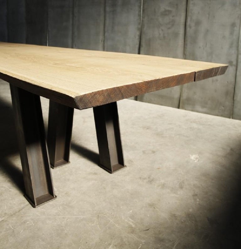 Handcrafted Dining Table Offered in Rough Oak For Sale at 1stDibs