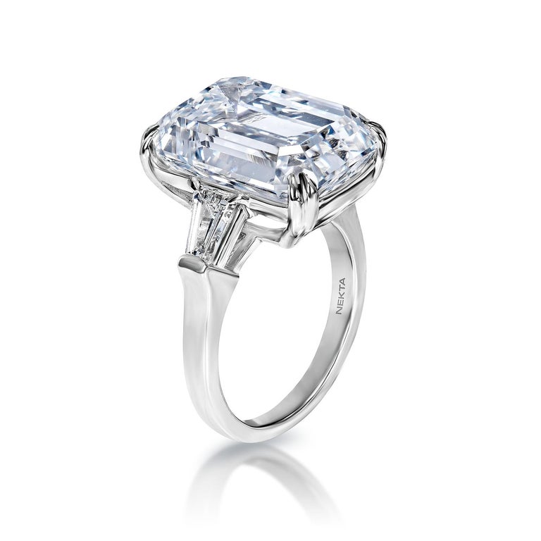16 Carat Emerald Cut Diamond Engagement Ring IA Certified D VVS1 For ...