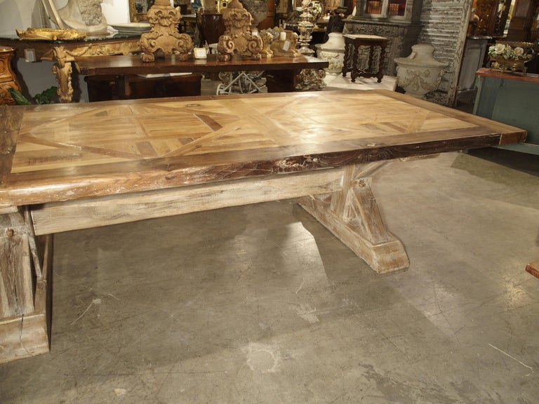 16 Foot Long Oak Parquet Top Dining Table from France at 1stDibs
