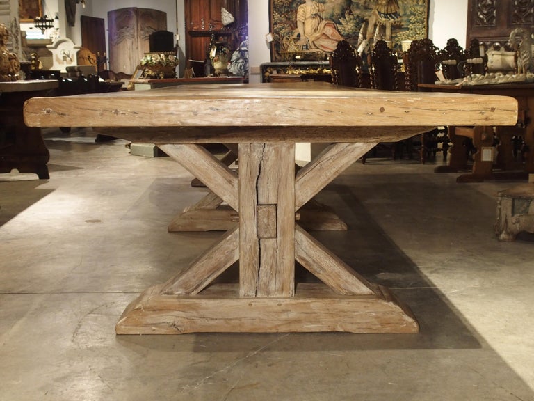 16 Foot Long Oak Parquet Top Dining Table from France at 1stDibs
