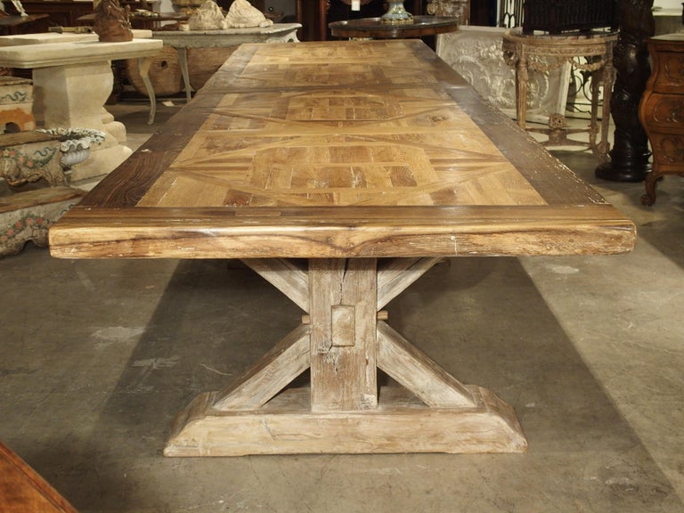 16 Foot Long Oak Parquet Top Dining Table from France at 1stDibs