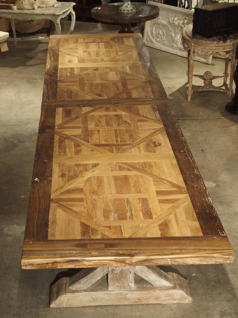 16 Foot Long Oak Parquet Top Dining Table from France at 1stDibs