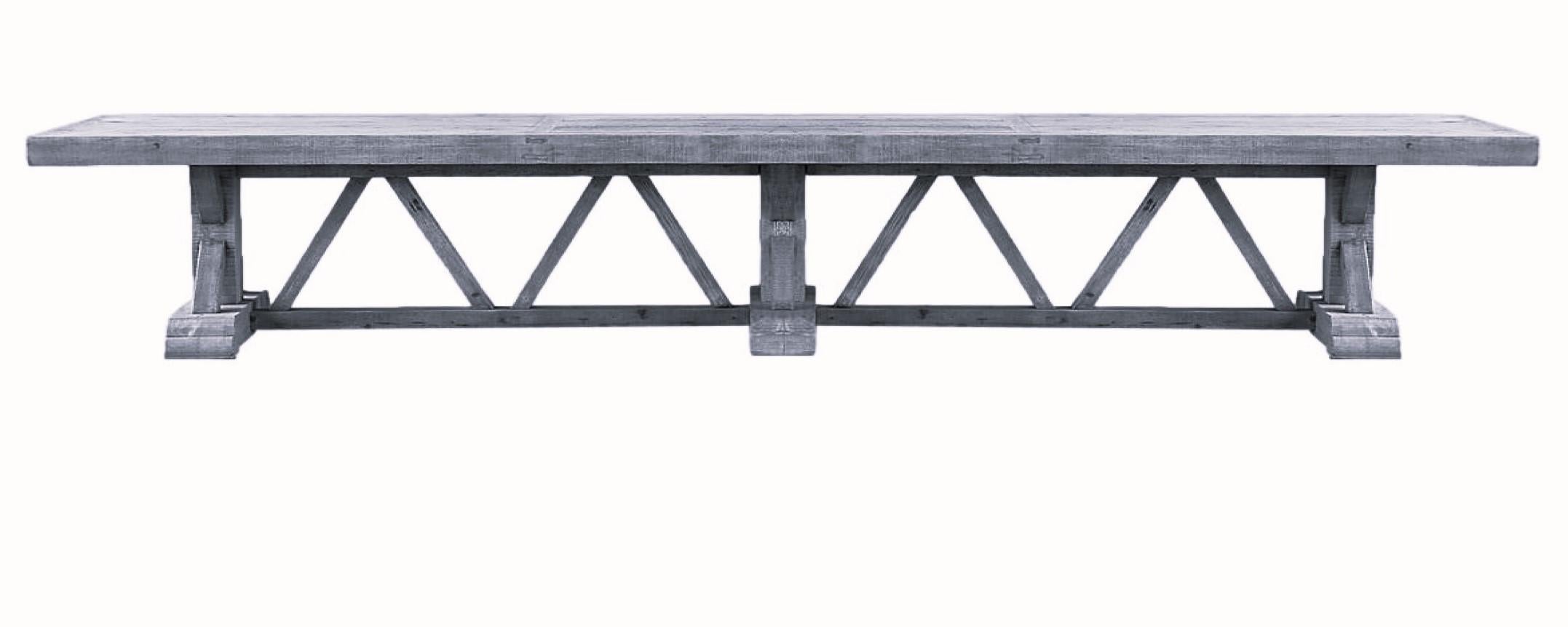 16 Foot Long Outdoor Dining Table In Grey Rustic Finish For Sale at 1stDibs