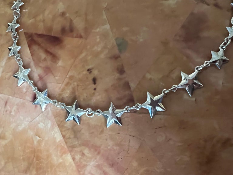 Sterling Silver Star Choker Necklace For Sale at 1stDibs