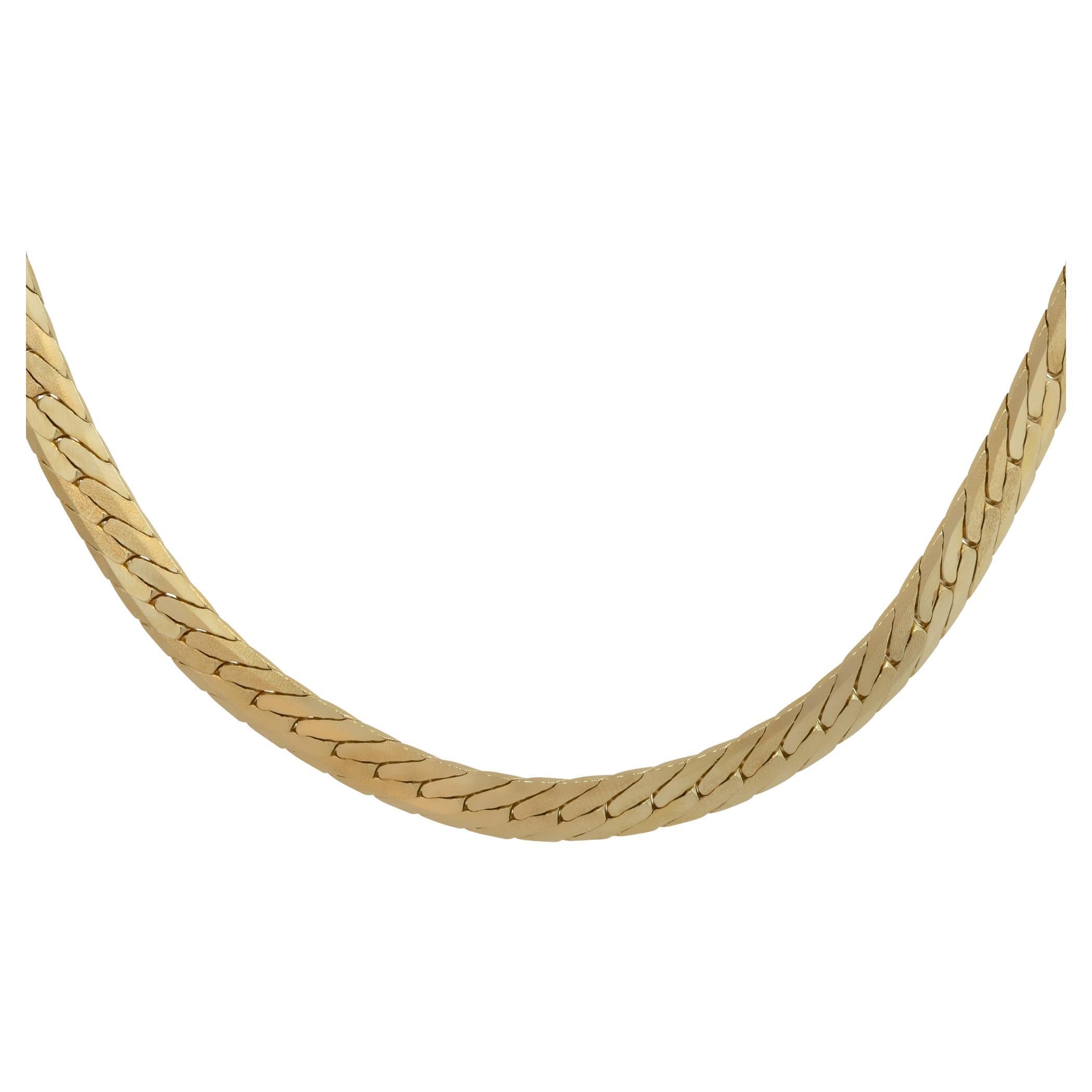 14 Karat Classic Herring Bone Necklace Reversible Flat Lay at 1stDibs ...