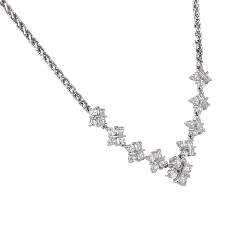 1.60 Carat Diamond Checkerboard Design Platinum Necklace at 1stDibs