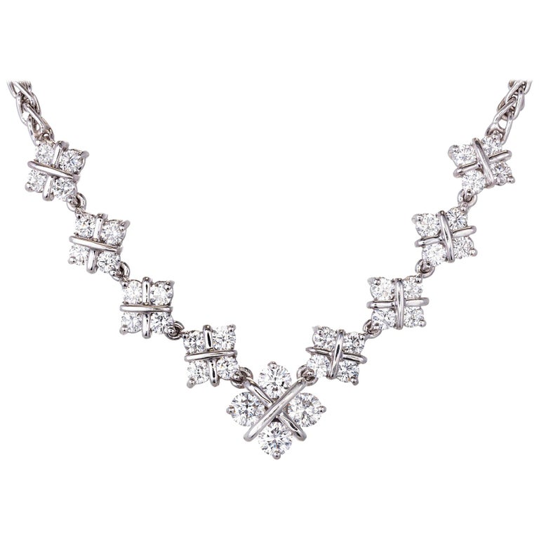 1.60 Carat Diamond Checkerboard Design Platinum Necklace For Sale at ...