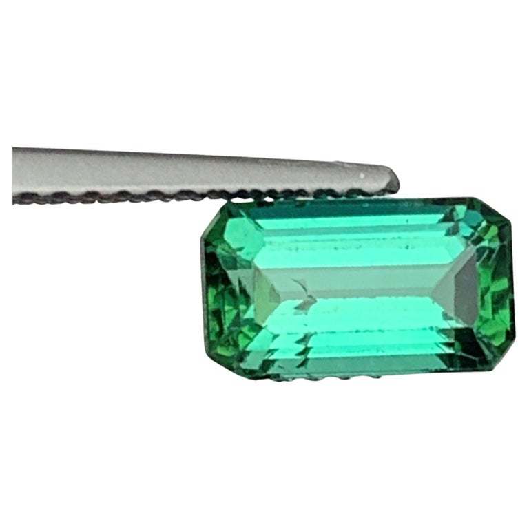 1.60 Carat Faceted Green Lagoon Tourmaline Emerald Cut For Sale at 1stDibs