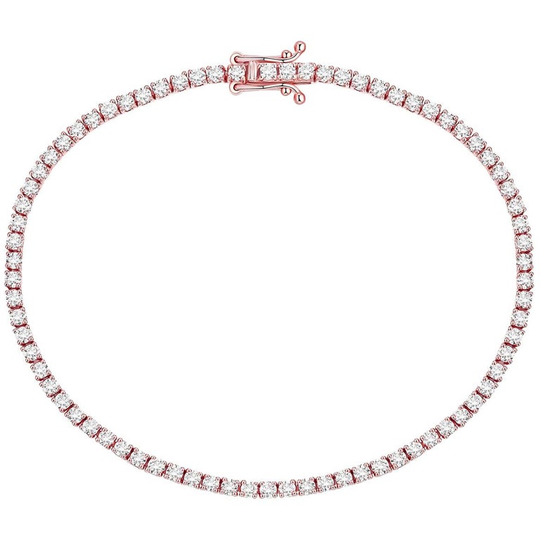 1 60 Carat Round Diamond Tennis Bracelet 18 Karat Rose Gold Link