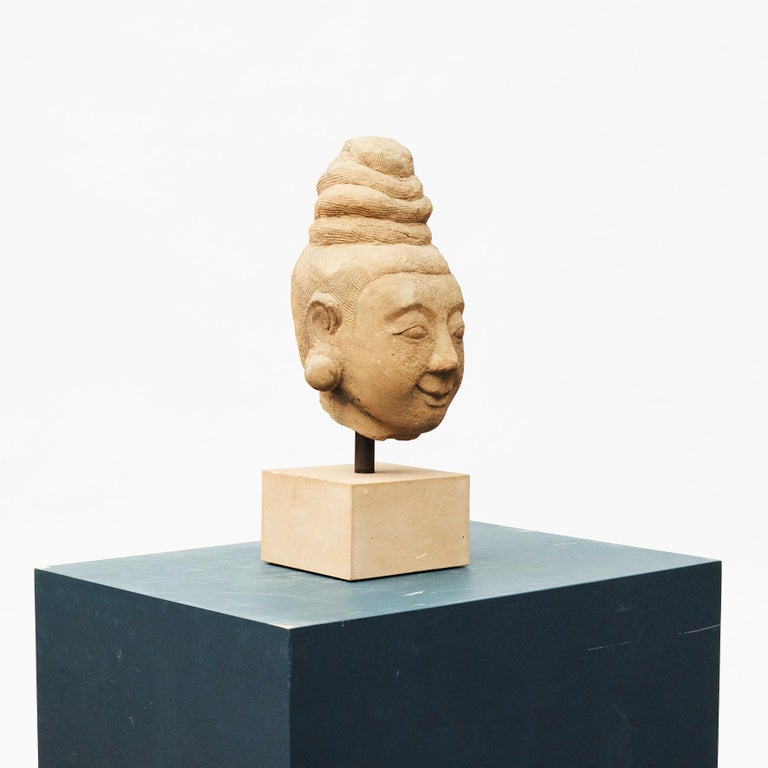 1600-1700th Century Burmese Sculpture of Female Head Carved in ...