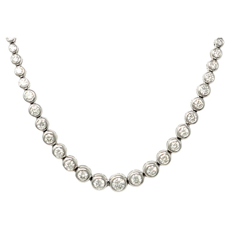 16.05 Carats Total Graduated Round Diamond Bezel Riviere Necklace 18 ...