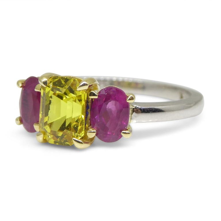 1.60ct Yellow Sapphire, Ruby Ring set in 18k White and Yellow Gold For ...
