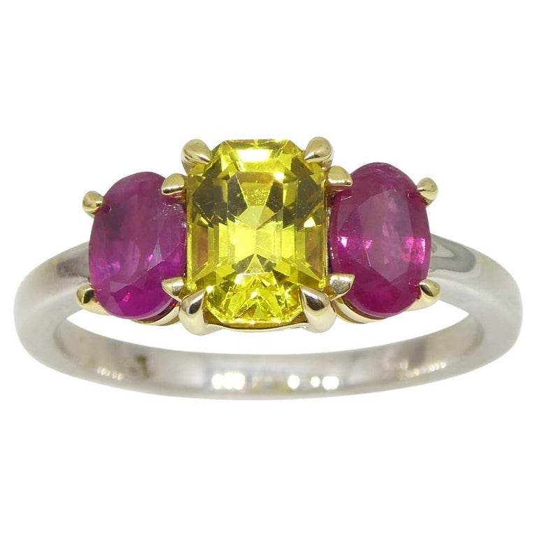 1.60ct Yellow Sapphire, Ruby Ring set in 18k White and Yellow Gold For ...
