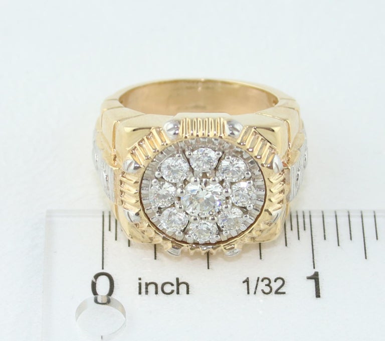 1.63 Carat Men's Diamond Gold "Rolex" Style Ring For Sale at 1stDibs ...