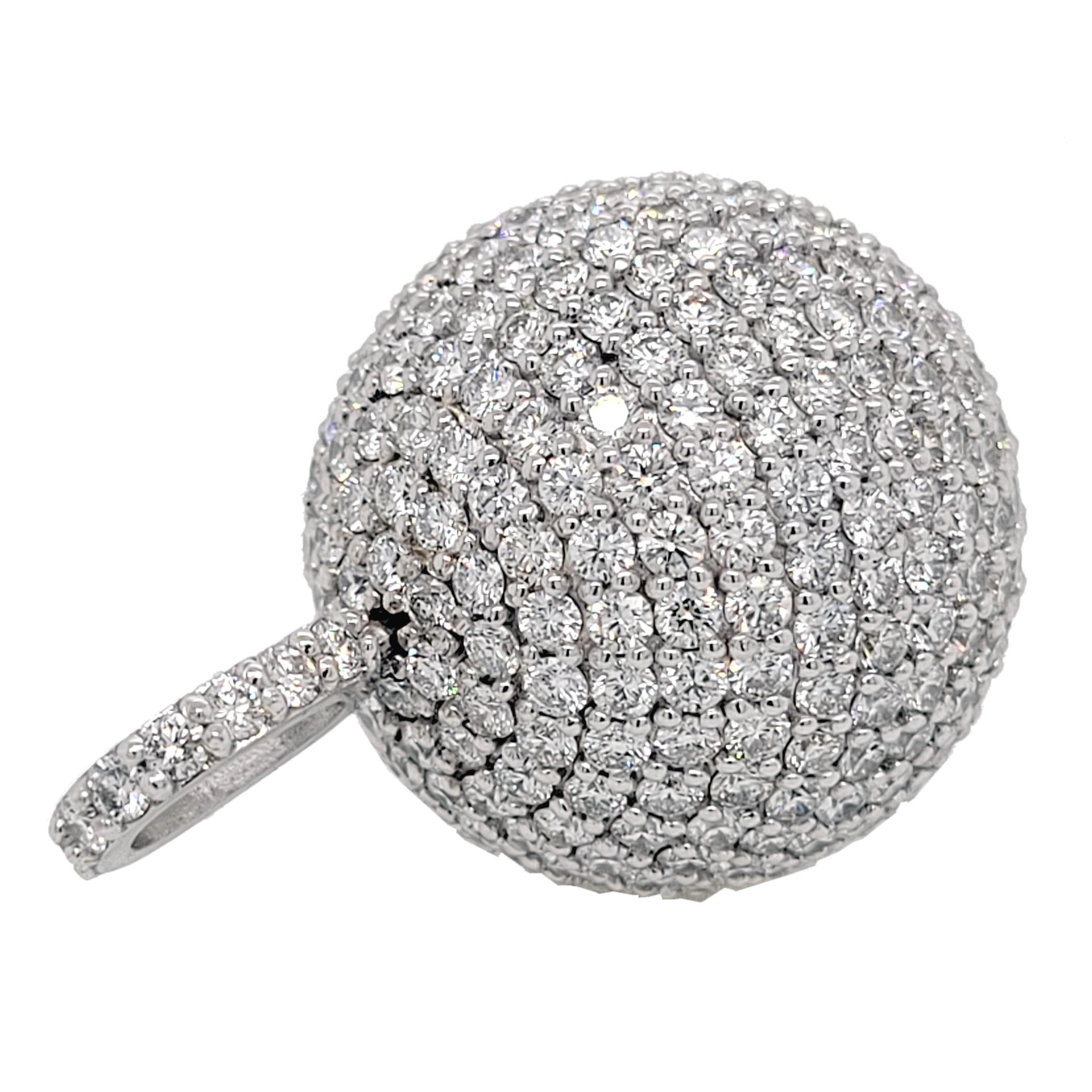 16.10 Ct Diamond studded 14 Karat Gold Pave Set Domed Ball Pendant For ...