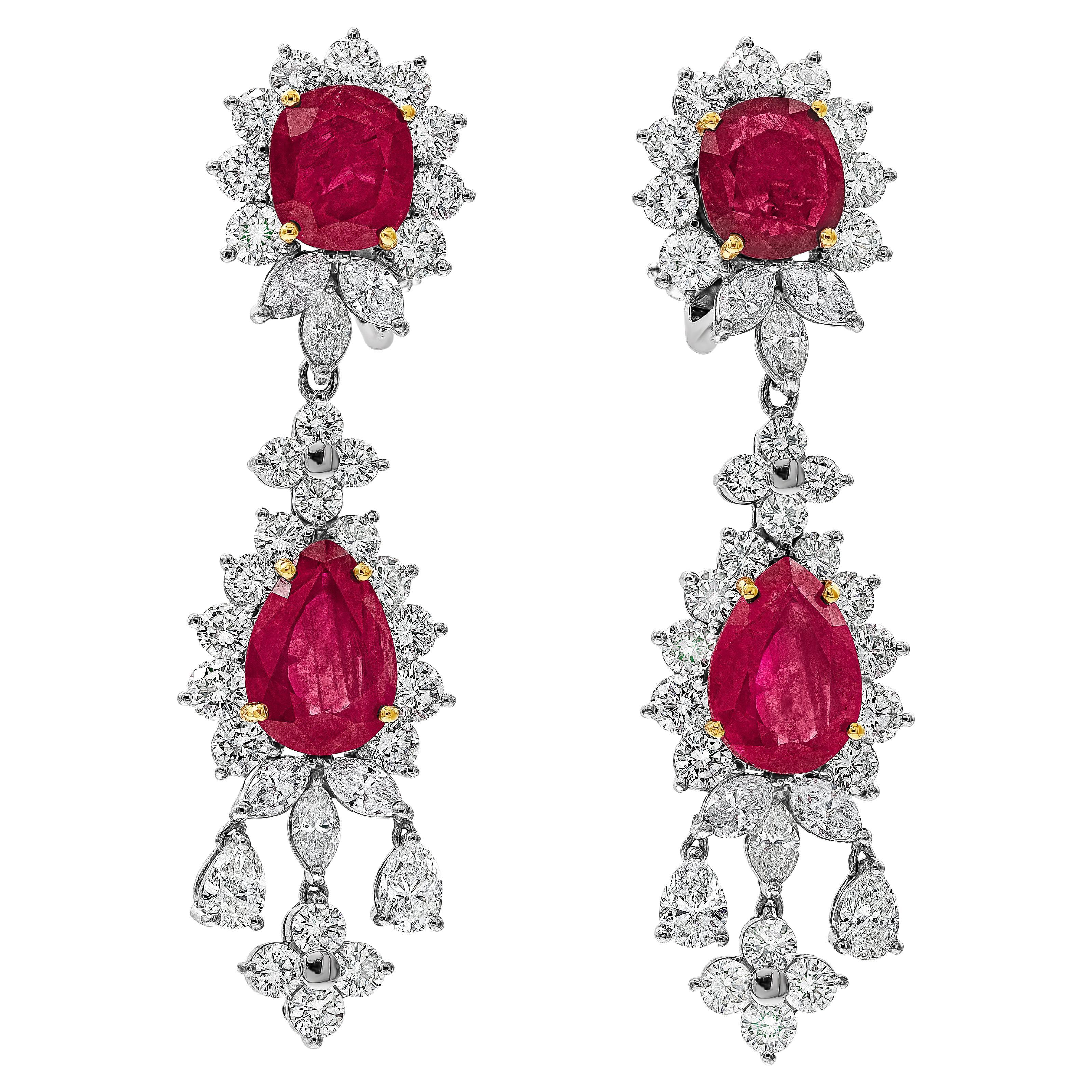 GIA Certified 4.30 Carat Pear and Heart Shape Diamond Drop Earrings For ...