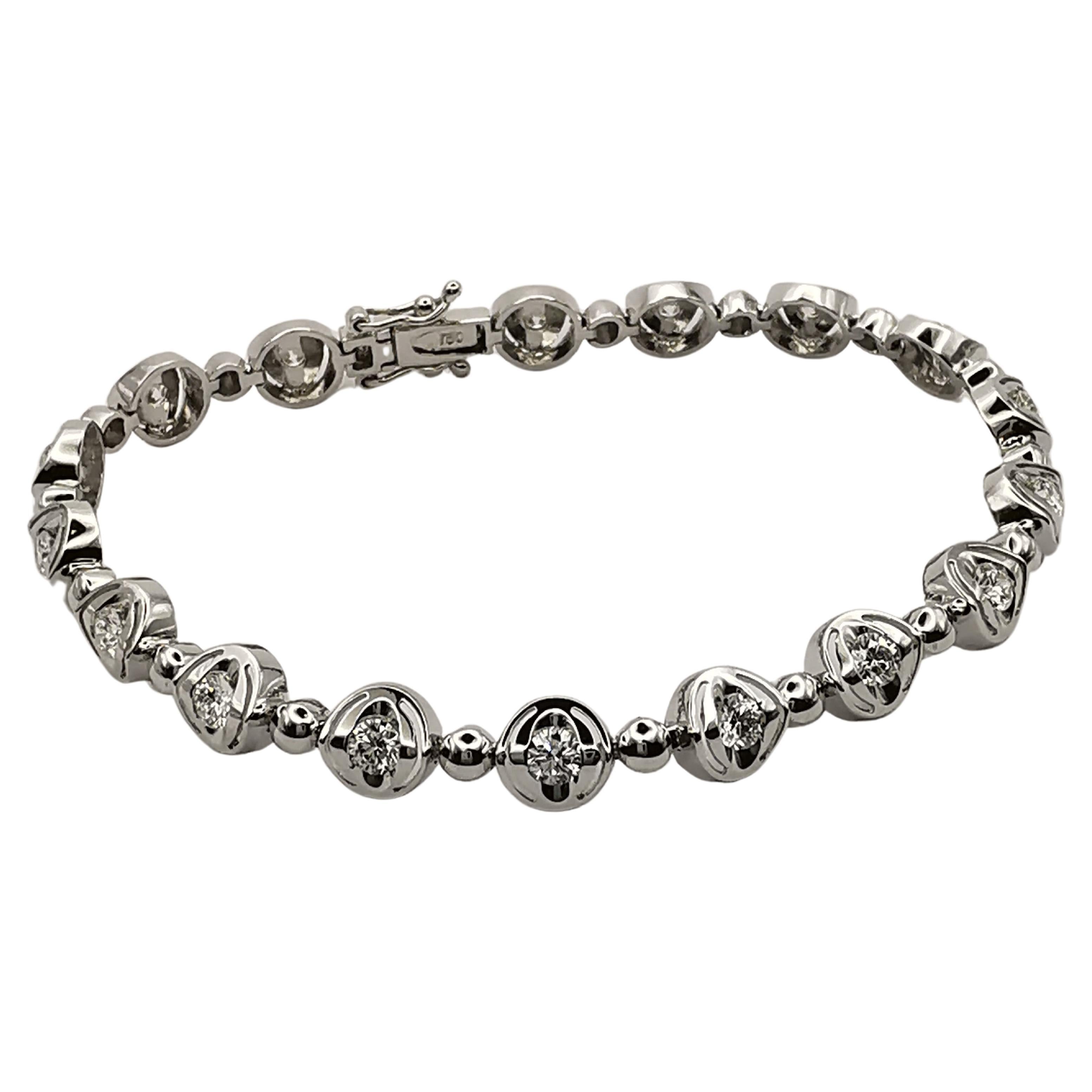 Cartier Essential Lines Tennis Bracelet In 18 White Gold 3 42 Carat For