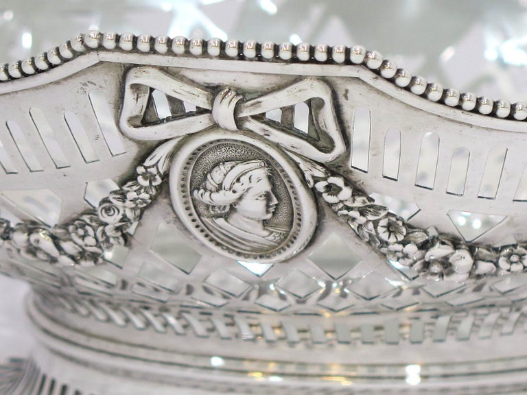 European Silver Antique Dutch Medallion Bow Footed Bowl / Centerpiece ...