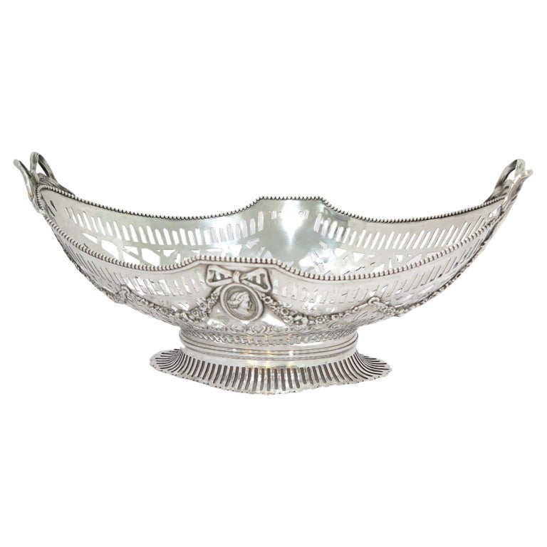 European Silver Antique Dutch Medallion Bow Footed Bowl / Centerpiece ...