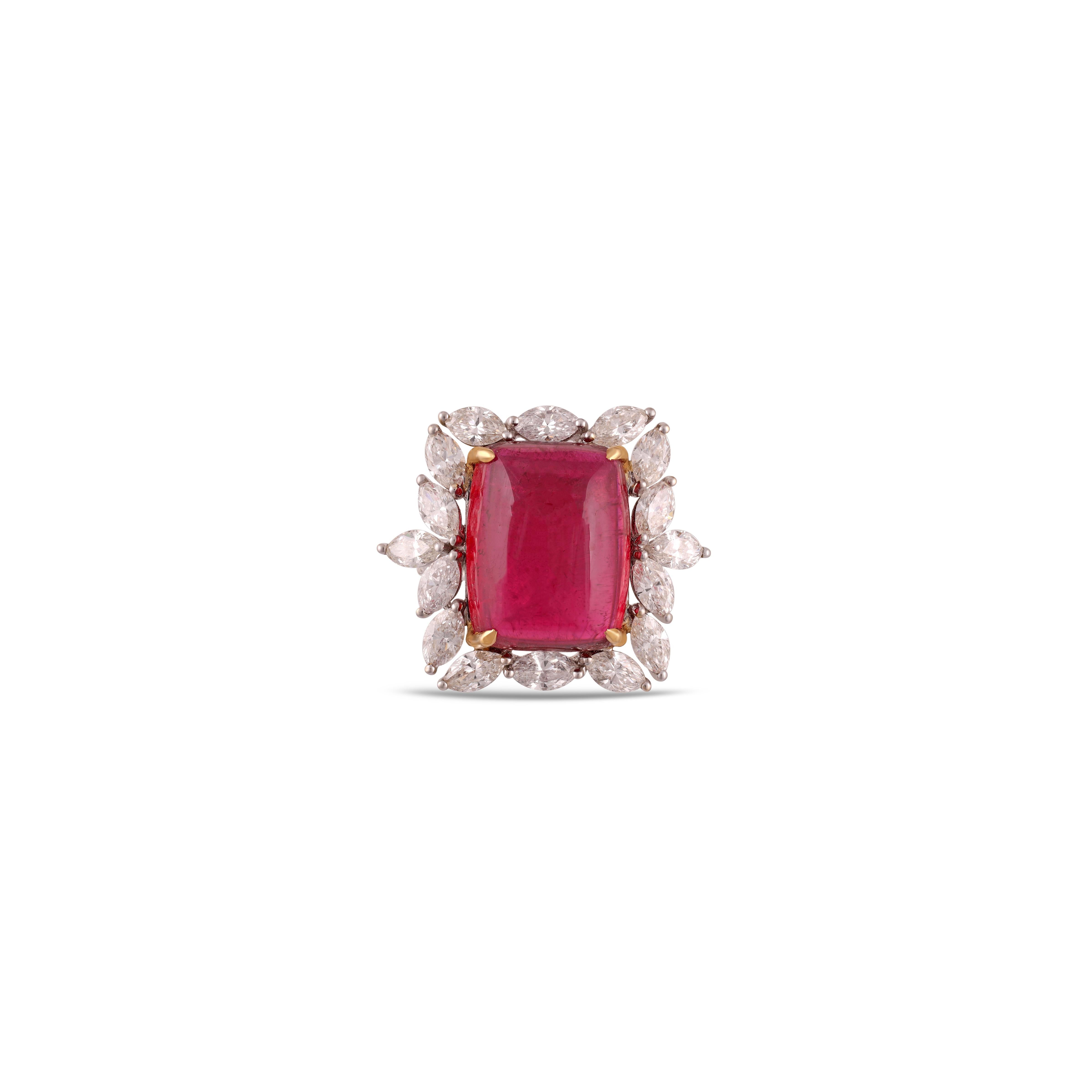 16.28 Carat Ruby Light and Diamond One of Kind Ring in 18k White Gold ...