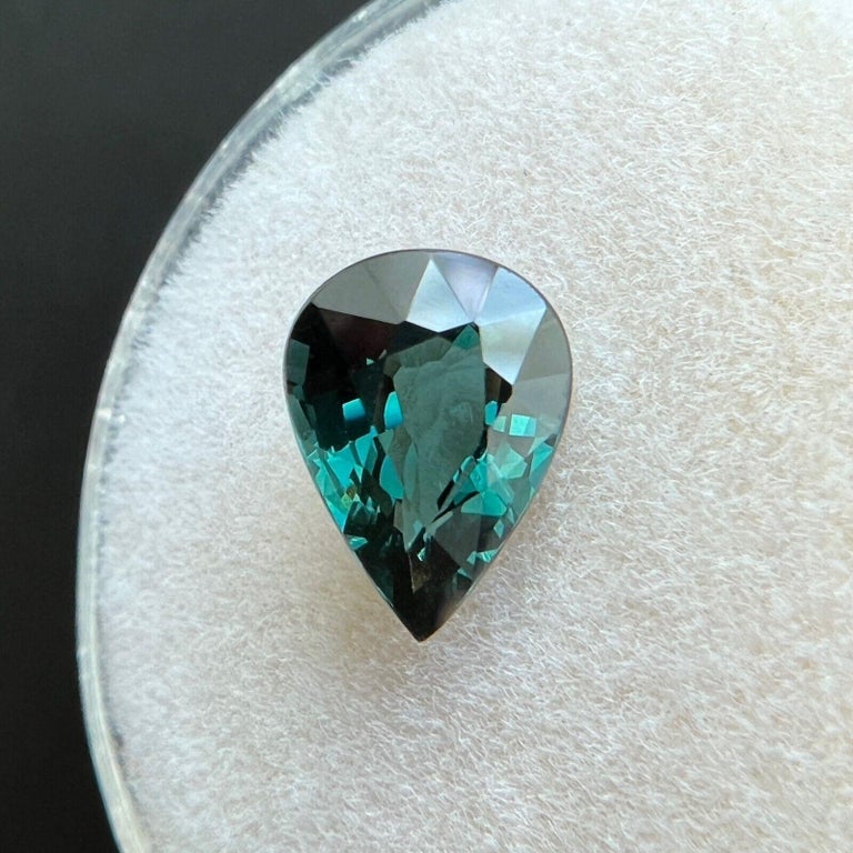 1.63ct Fine Blue Green Spinel Pear Cut Rare Gemstone Loose Rare Gem VS ...