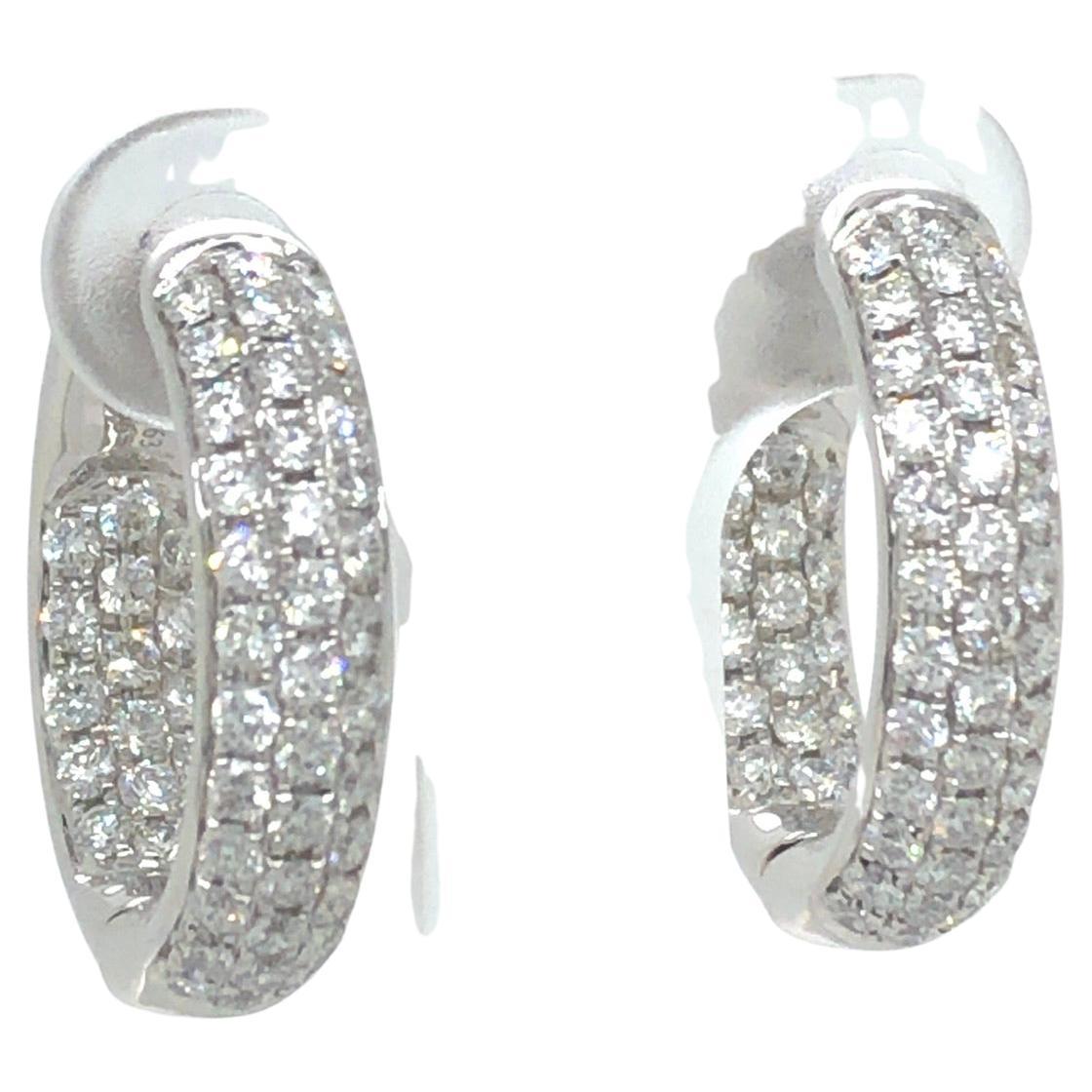 Diamond Pave Hoop Earrings For Sale at 1stDibs