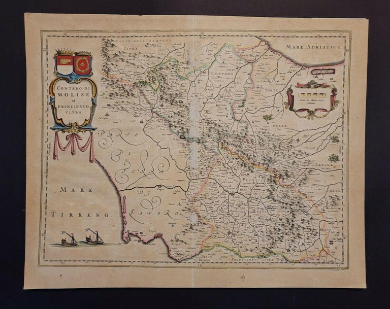1640 Willem Blaeu Map Entitled "Contado di molise et principato vltra, " Ric.a003 For Sale at ...