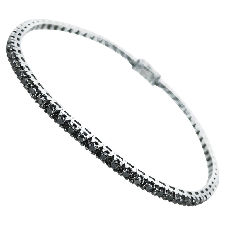 1 65 Carat Black Diamond Set In 18kt Black Gold Unisex Tennis Bracelet