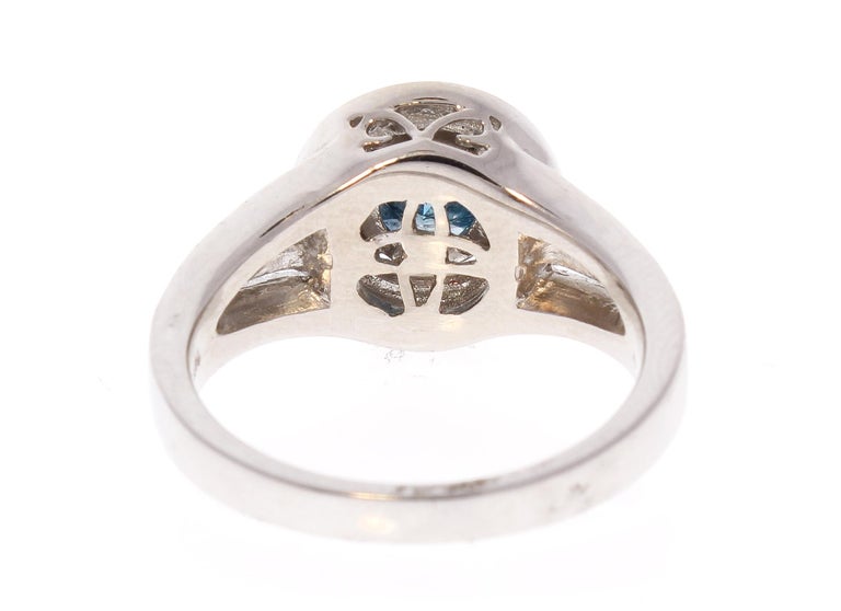 1.65 Carat Blue Irradiated Diamond and White Diamond White Gold ...