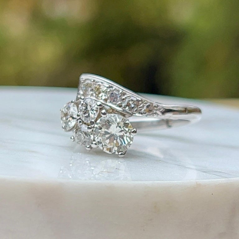 1.65 Carat Diamond Cluster Ring with 14K Gold Finger Mate Shank For ...