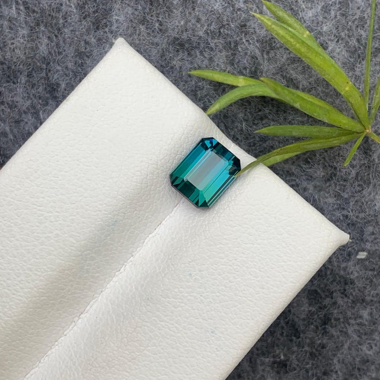 1.65 Carat Natural Blue Indicolite Tourmaline Emerald Shape from Afghan ...