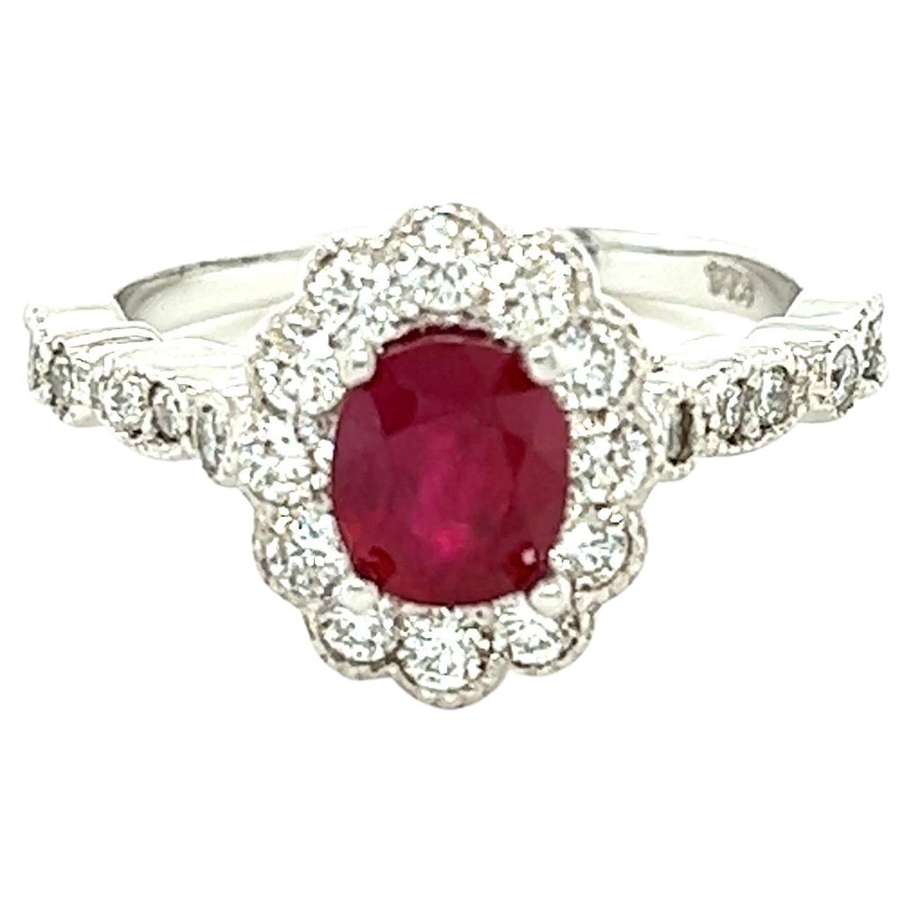 2.03 Carat Ruby Diamond 14 Karat White Gold Engagement Ring For Sale at ...