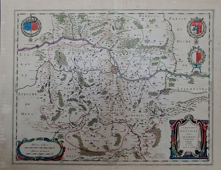 1656 Jansson Map Metz Region of France Entitled "Territorium Metense ...