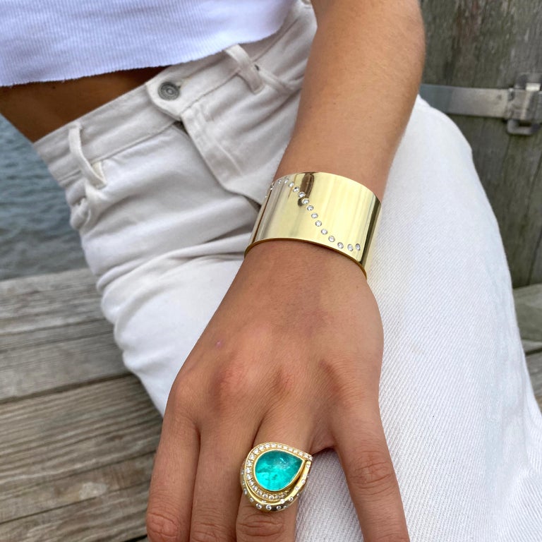 Susan Lister Locke 18 Karat Gold and 1.66 Carat Diamond Wave Cuff at ...