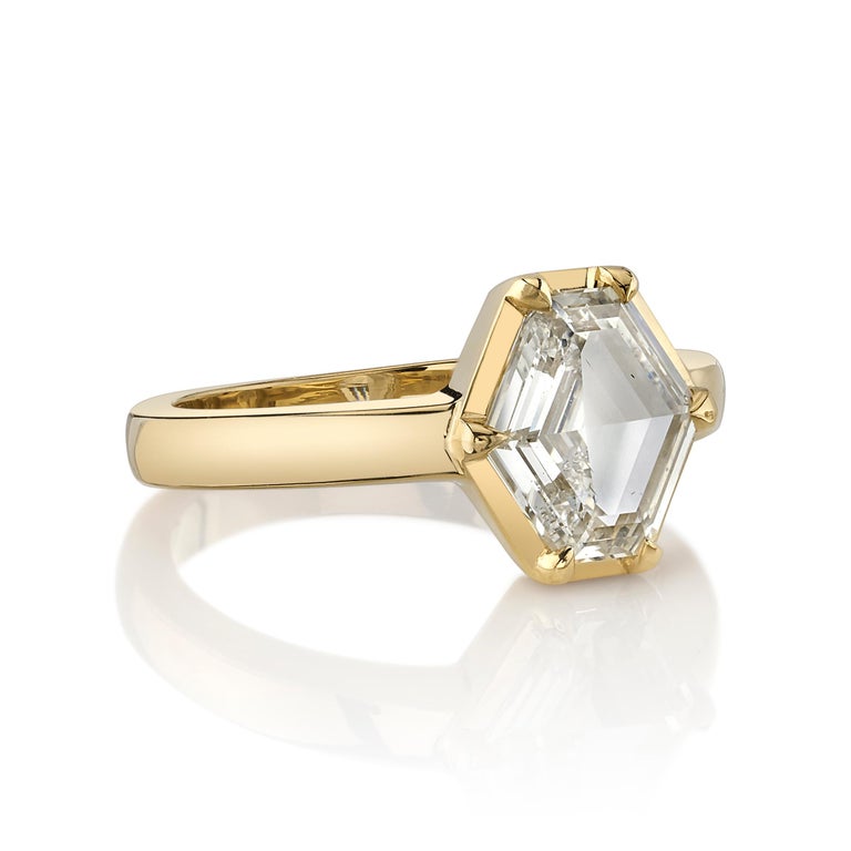 Handcrafted Odette Hexagonal Cut Diamond Ring by Single Stone at 1stDibs