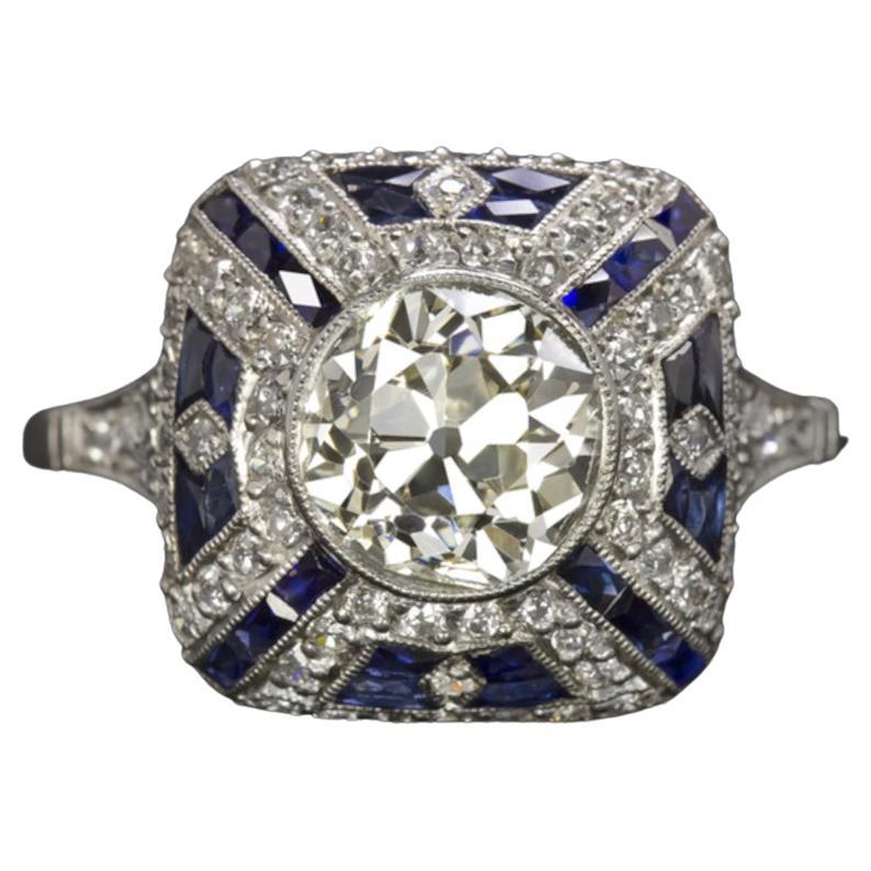 Art Deco Diamond and Sapphire Ring at 1stDibs | art deco diamond ...