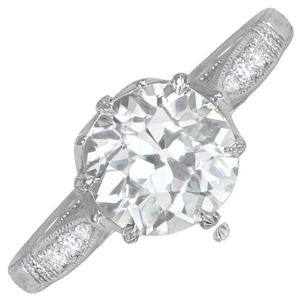1.68ct Old European Cut Diamond Engagement Ring, Platinum For Sale at 1stDibs