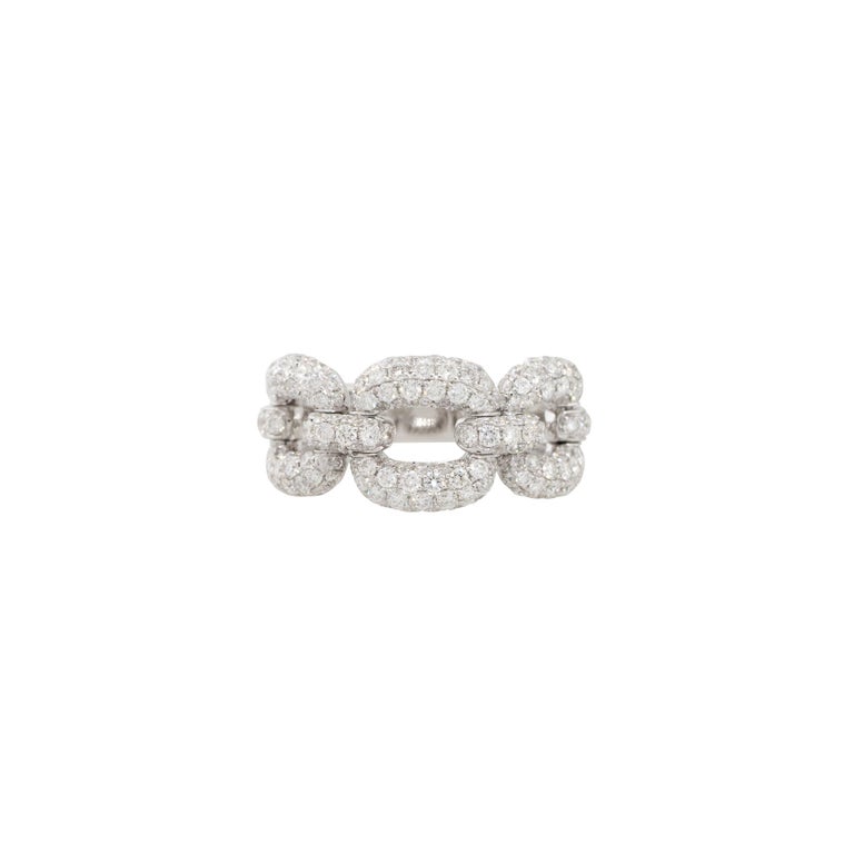 1.69 Carat Pave Diamond Oval Link Collapsible Ring 18 Karat in Stock ...