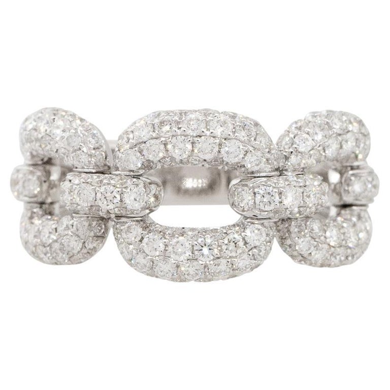 1.69 Carat Pave Diamond Oval Link Collapsible Ring 18 Karat in Stock ...