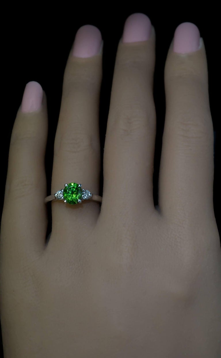 1.69ct Russian Demantoid Diamond Engagement Ring For Sale at 1stDibs