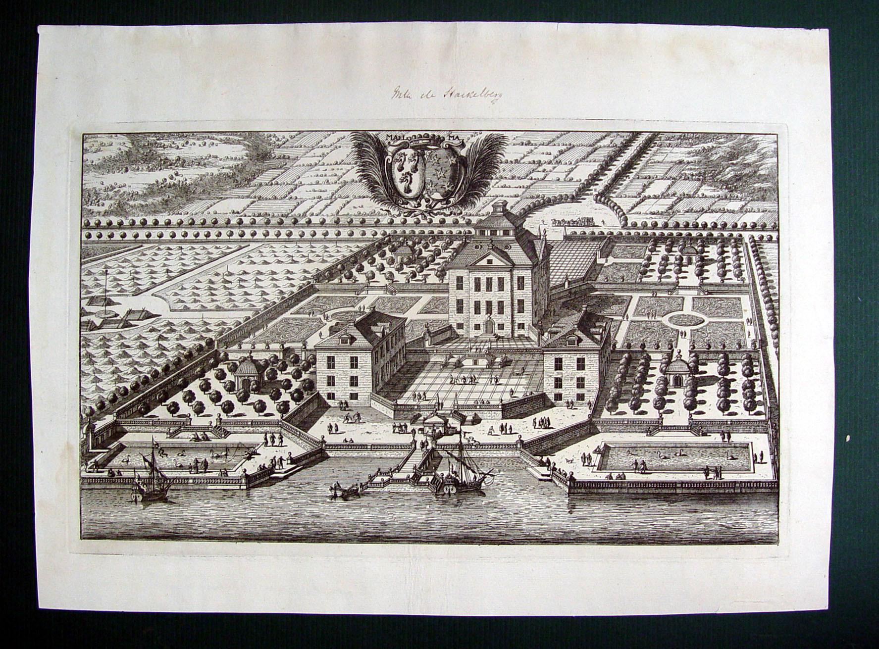 1690s Swedish Baroque Estate and Gardens Engraving For Sale at 1stDibs