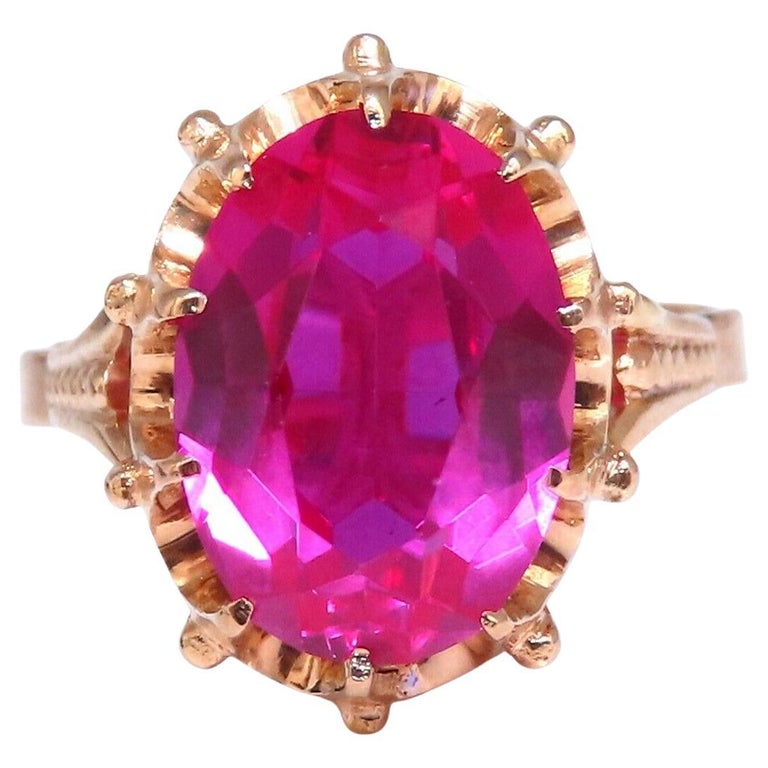 16ct Russian Lab Ruby Ring 14kt Rose Gold For Sale at 1stDibs