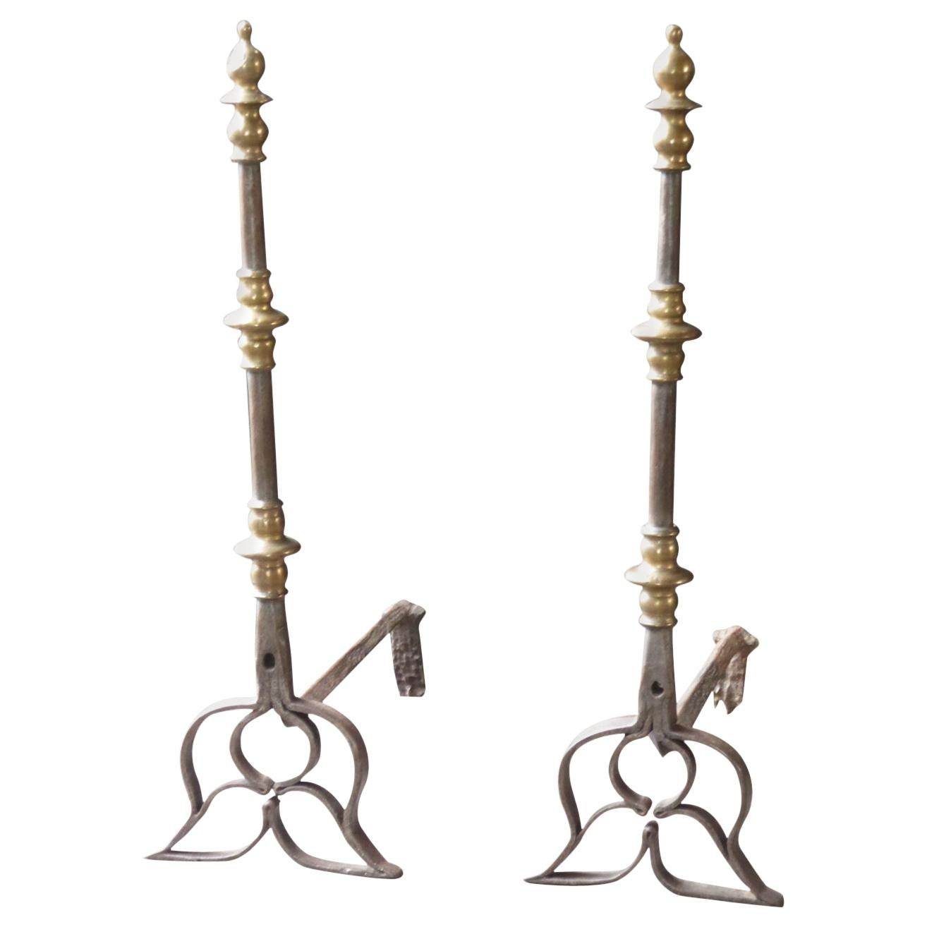 Pair of Small Dutch Brass Andirons, 17th Century For Sale at 1stDibs ...